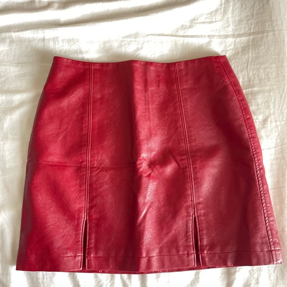 Forever 21 | Skirts | Red Pleather Mini Skirt | Poshmark